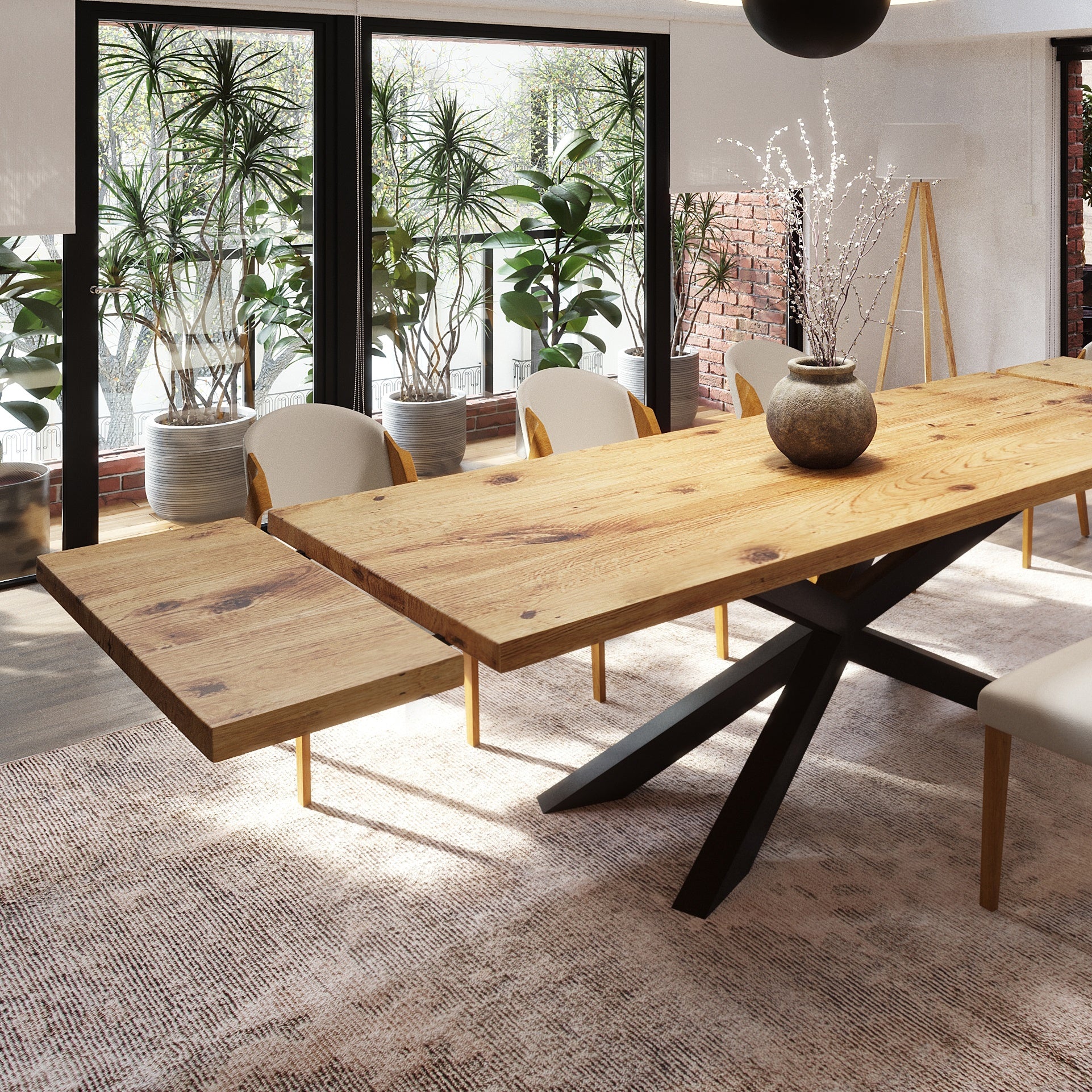 Brigg Dining Table Straight Edge Extendable 2 Sides Dining Table ...